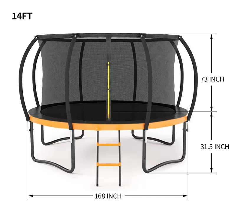 14FT Outdoor Big Trampoline With Inner Safety Enclosure Net, Ladder ...