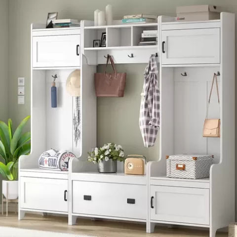 Modern Style 4-in-1 Multiple Functions Hallway Coat Rack with Seven ...