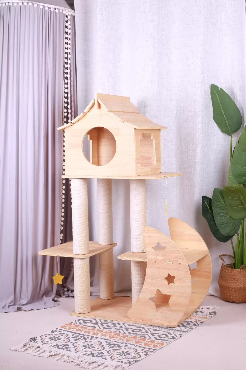 GalaxyCat Oasis – Premium Wooden Multi-Level Cat Climber with Space ...